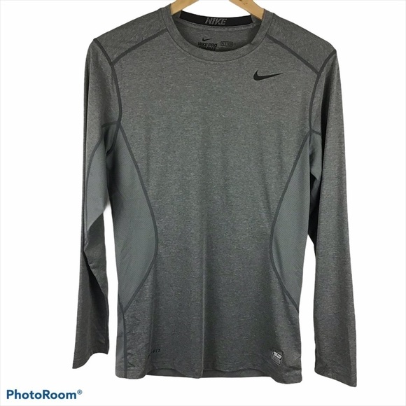 Nike | Shirts | Nike Pro Combat Fitted Ls Top 2 Carbon Heather Color ...